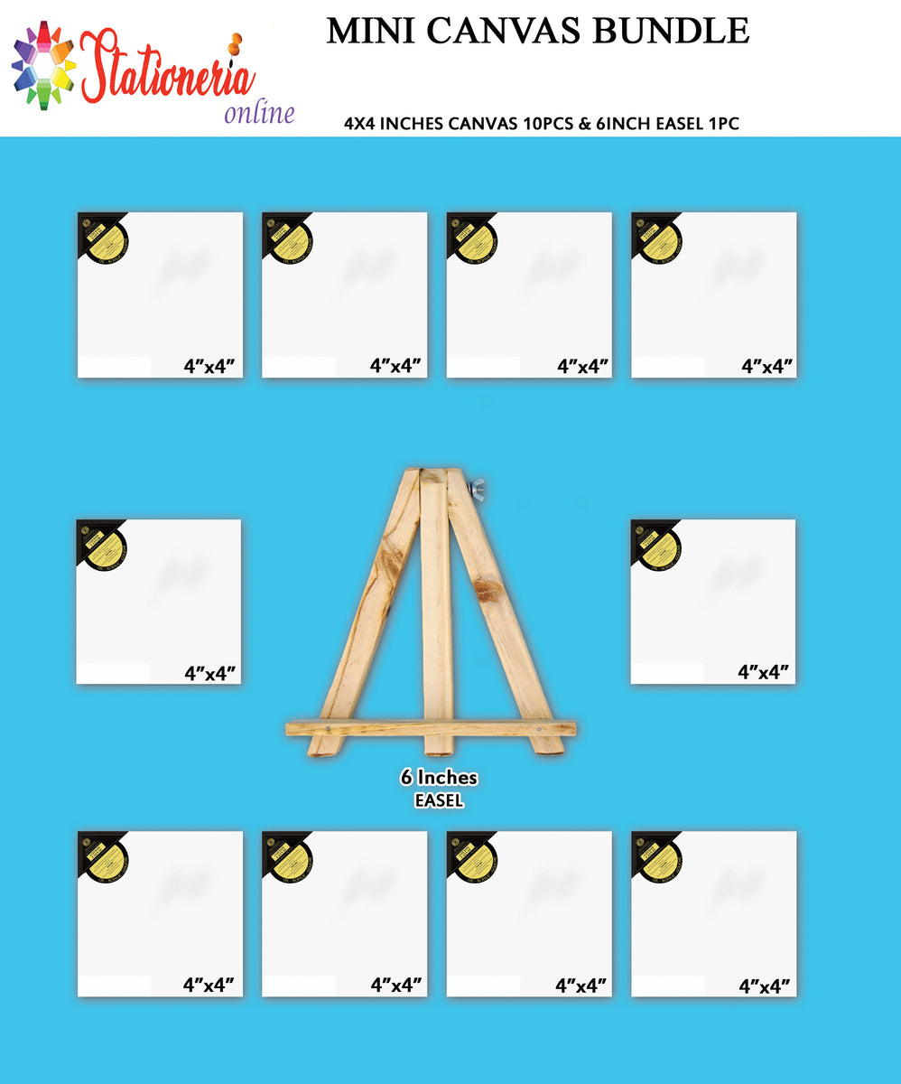 MINI CANVAS BUNDLE 1 (4x4 canvases with easel) – Stationeria