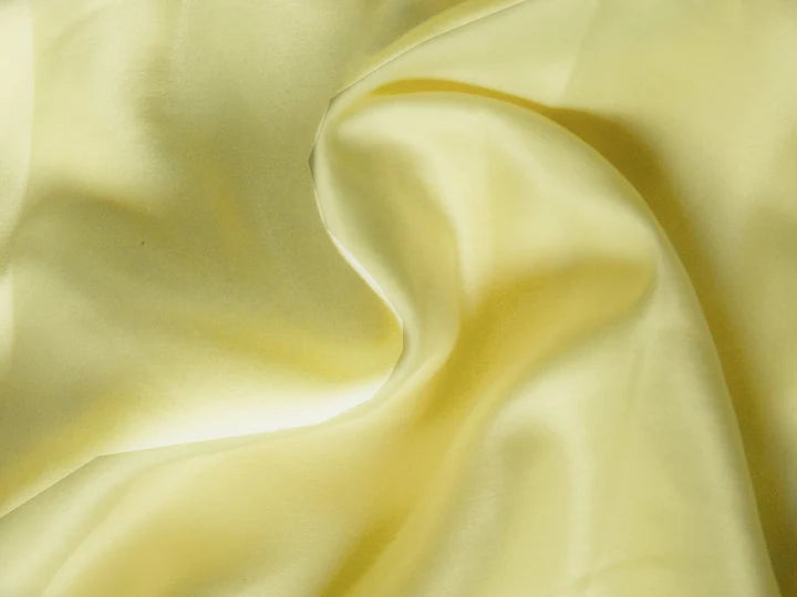 Pastel Lemon Yellow Plain Malai Satin Fabric – Stationeria