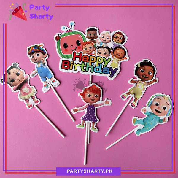 Cocomelon Theme Cake Topper Set of 6 for Cocomelon Theme Birthday Deco ...