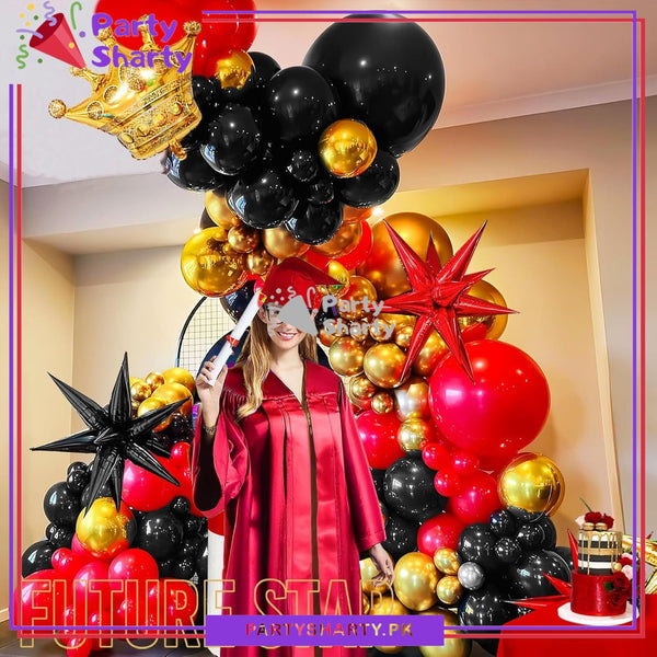 100pcs Red, Black, Metallic Rose Gold & Golden Balloon Garland Arch Ki ...