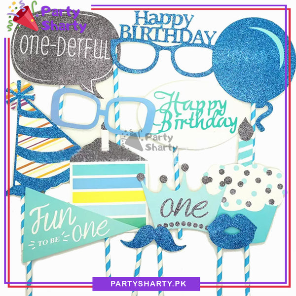 First Birthday Theme Photo Booth Props For 1st Happy Birthday Party Ce ...