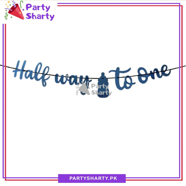 Half Way to One Scripted Card Banner For Half / 6 Month Birthday Decor ...