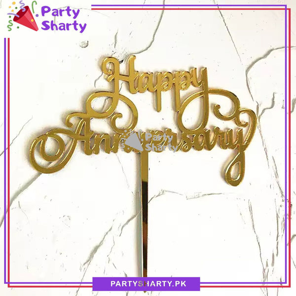 Happy Anniversary Simple Acrylic Cake Topper for Anniversary Celebrati ...