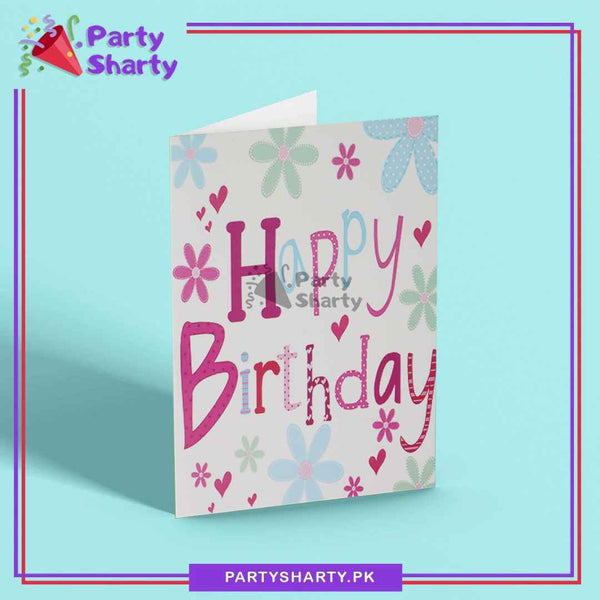 Happy Birthday Floral & Heart Design Greeting Card – Stationeria