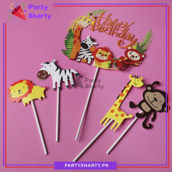 Jungle Theme Cake Topper Set of 5 for Jungle / Safari / Wild One Theme ...