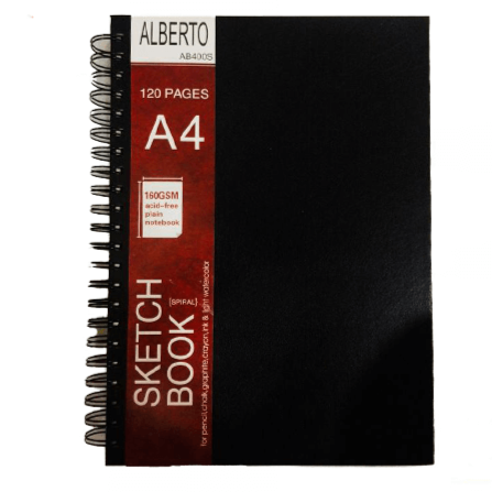 Alberto A4 Spiral Sketchbook 160 GSM – Stationeria