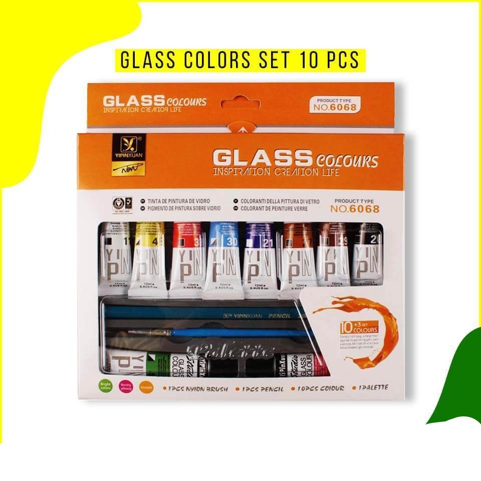 Glass Color Paint Set With Brush And Pencil – Stationeria