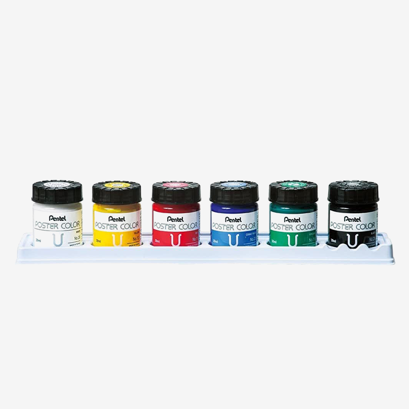 Pentel Poster Colors Paint Set 6 Colors 30ml – Stationeria